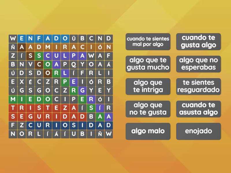 SOPA DE LETRAS DE LAS EMOCIONES - Wordsearch