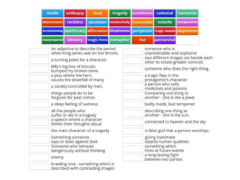 Romeo and Juliet - Final Lesson Review - Match up