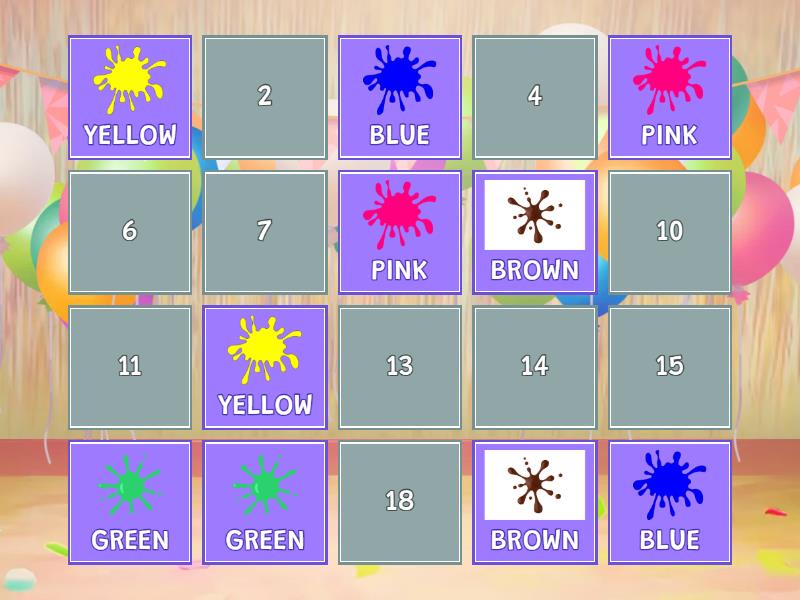 Memory game-colors - Matching pairs