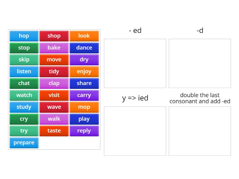 Simple Past Tense (Regular Verbs) - sorting - Group sort