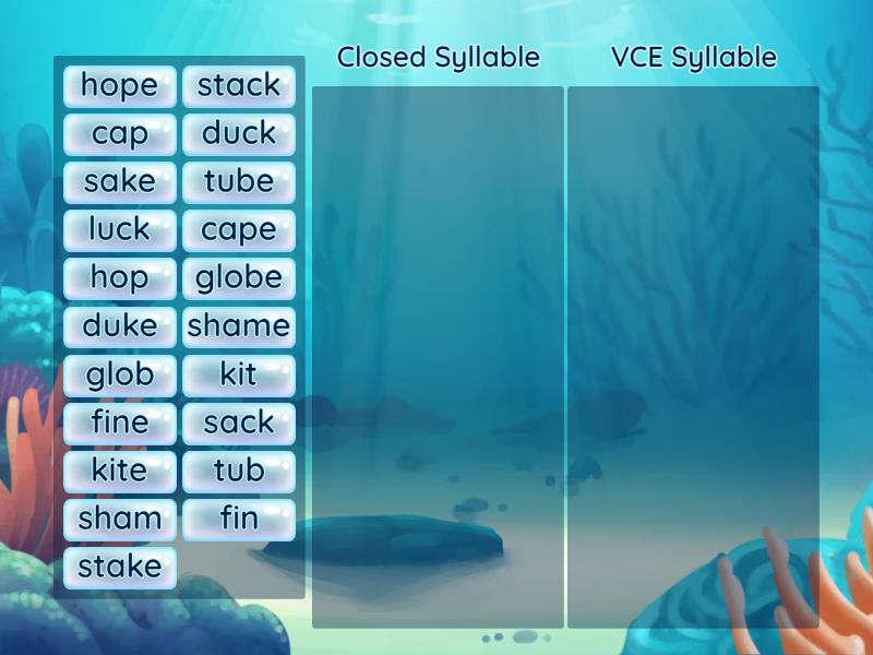 VCE vs Closed Syllable Sort - Categorize