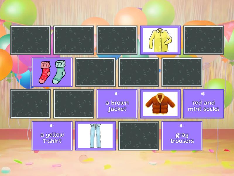 Kids Pre A1.3 - Unit 9 Clothes Memory Game - Parejas