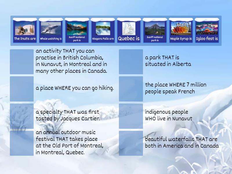 A Sneak Peak of Canada - Match up