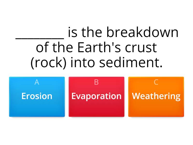WEATHERING & EROSION QUESTIONS - Quiz