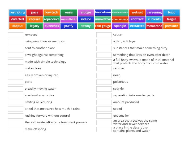 Unit 3-Earth's Water - Match up