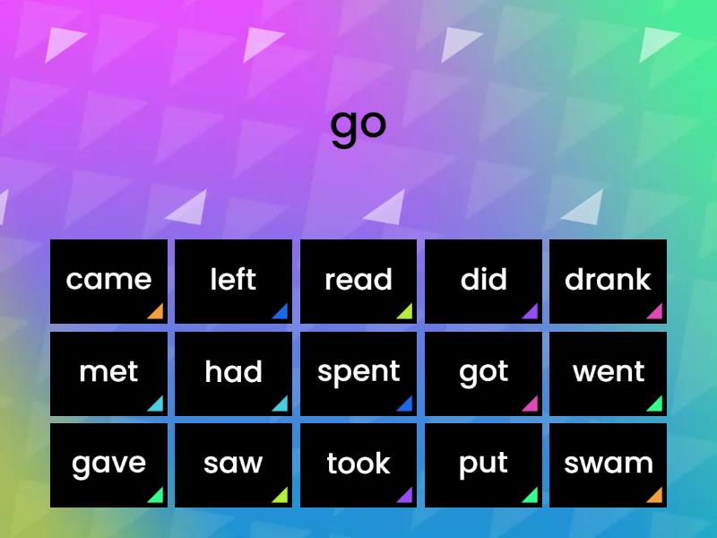 Go getter 3 unit 3.2 Irregular verbs - Find the match