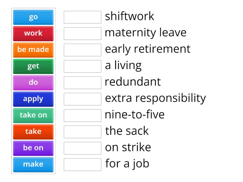 Work (collocations) - Match up