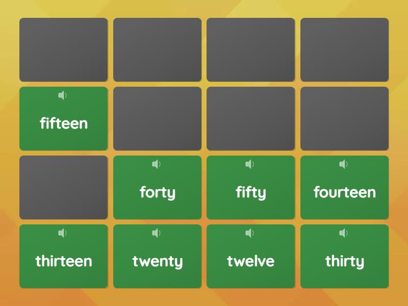 Numbers: -teen & -ty - Matching pairs