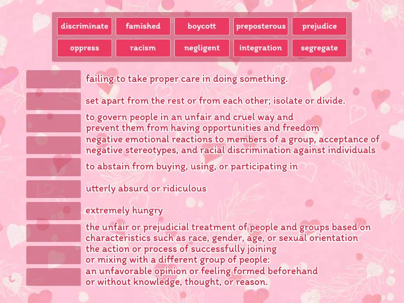 Week 2/5 Words - Match up