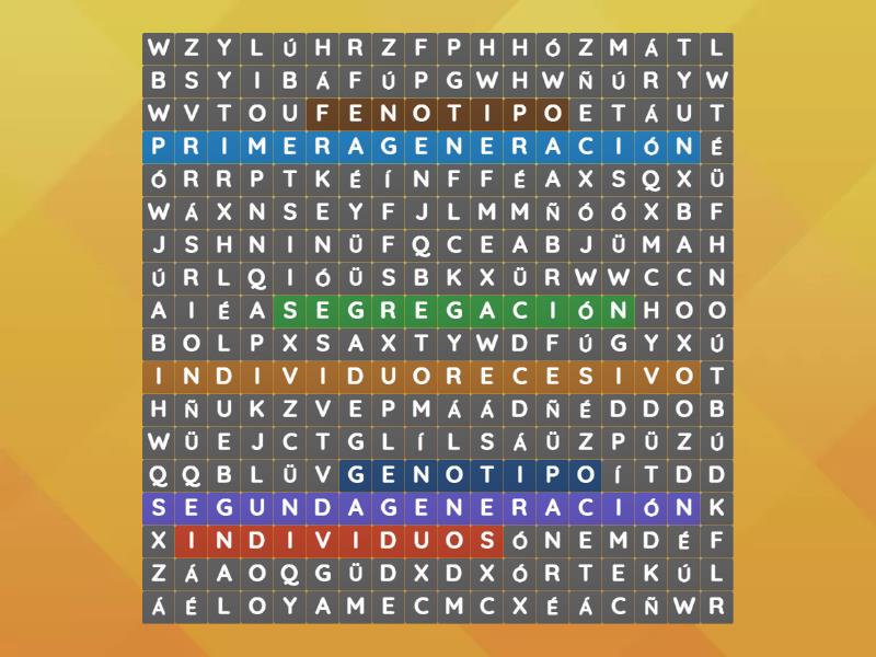 2da ley de mendel - Wordsearch