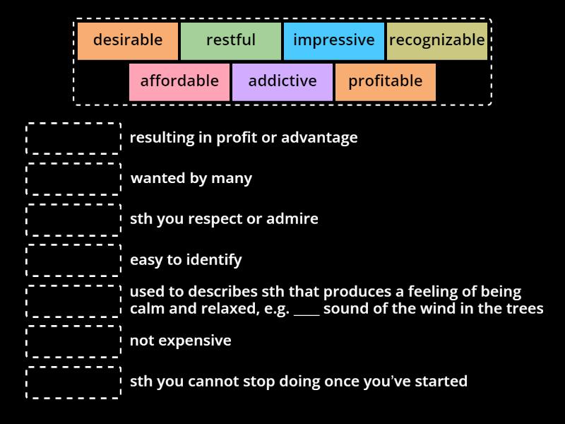 1B Adjectives - Places and things - Match up