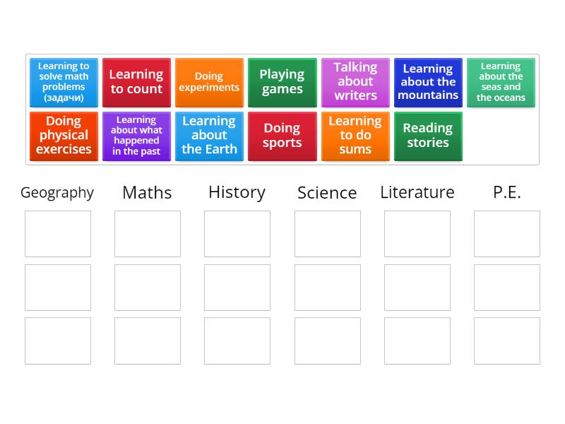 School subjects - Group sort