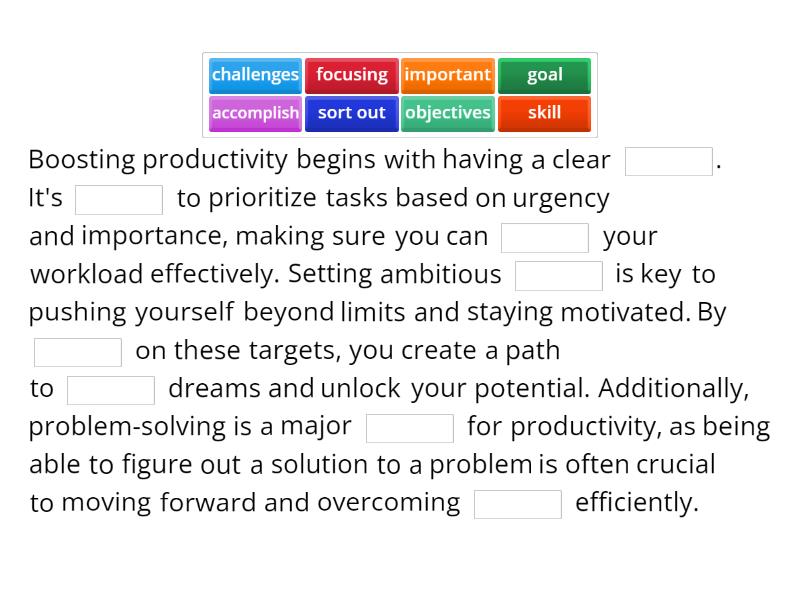 Boosting productivity - Complete the sentence