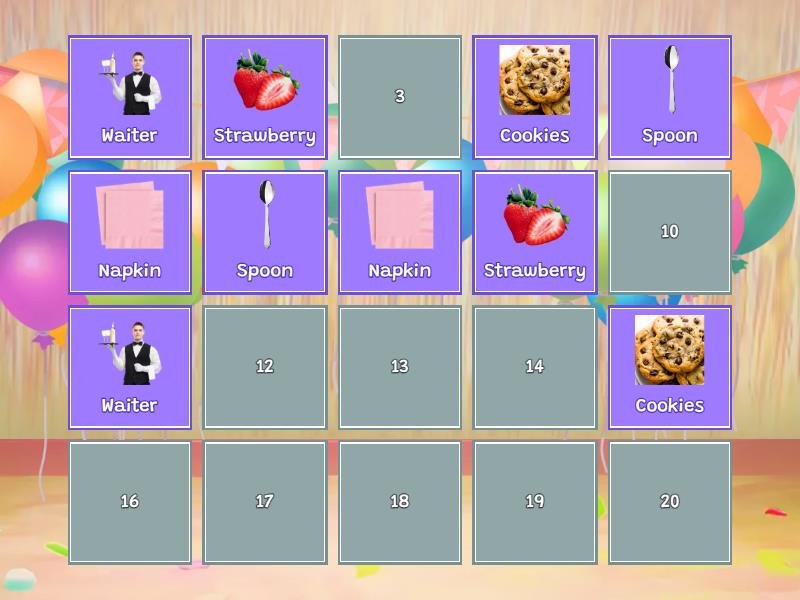 unit 5.- Space Restaurant - Matching pairs