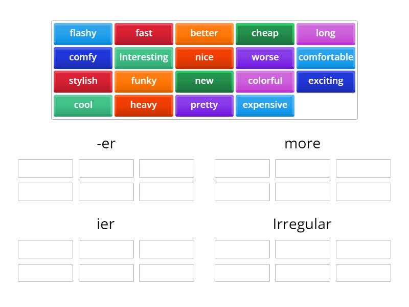 Classify Comparatives - Group sort