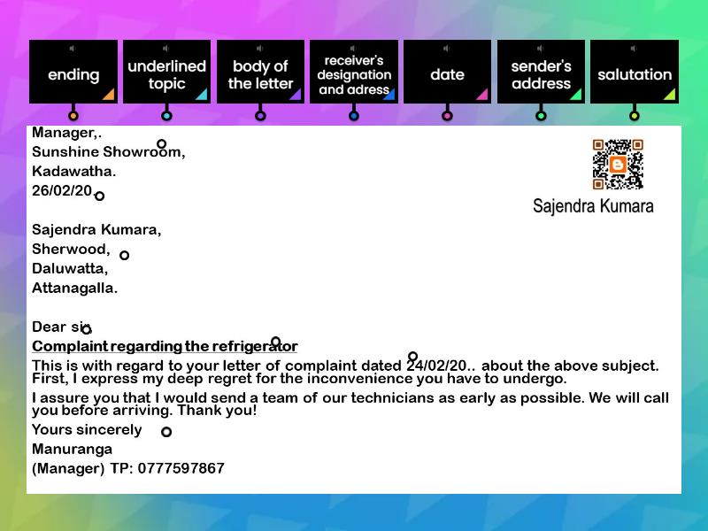 match the componets of a letter - Labelled diagram