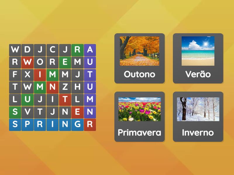 Estações do Ano - Seasons - Wordsearch
