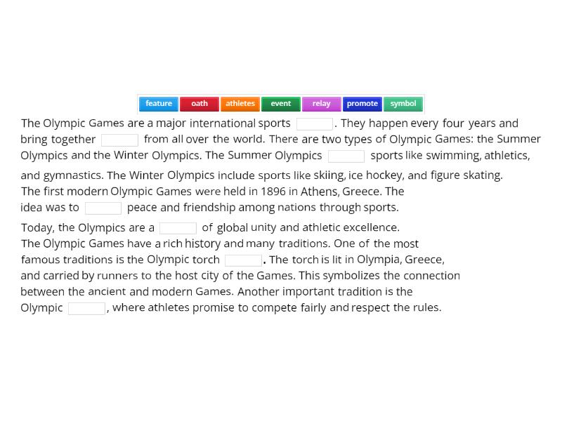 The Olympic Games - Complete the sentence
