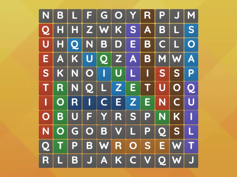Letter Q, R - Wordsearch