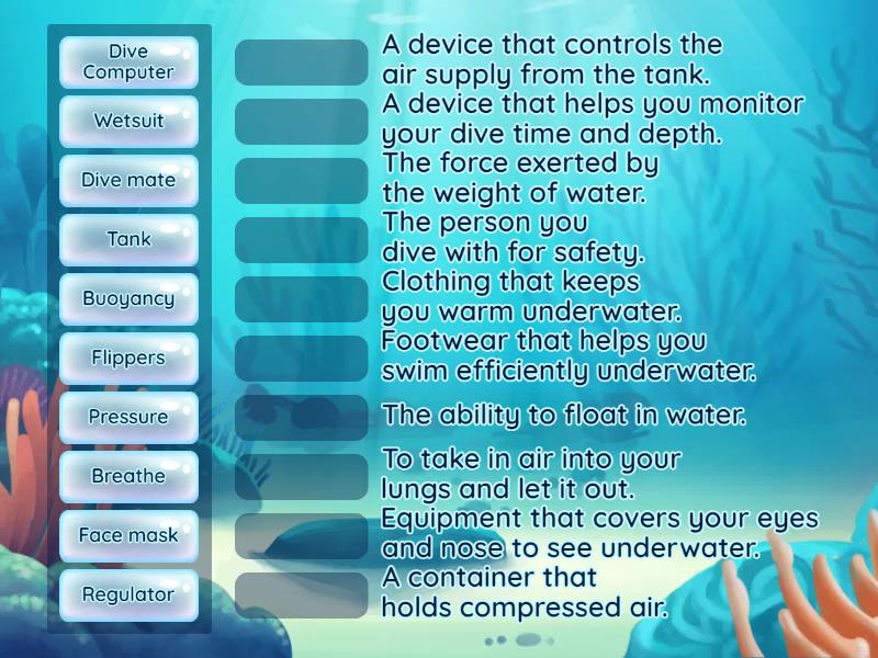 Scuba diving vocabulary by London Centre of English Wlodawa - Match up