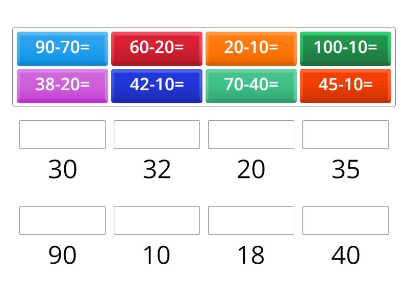 Subtracting Tens - Match up