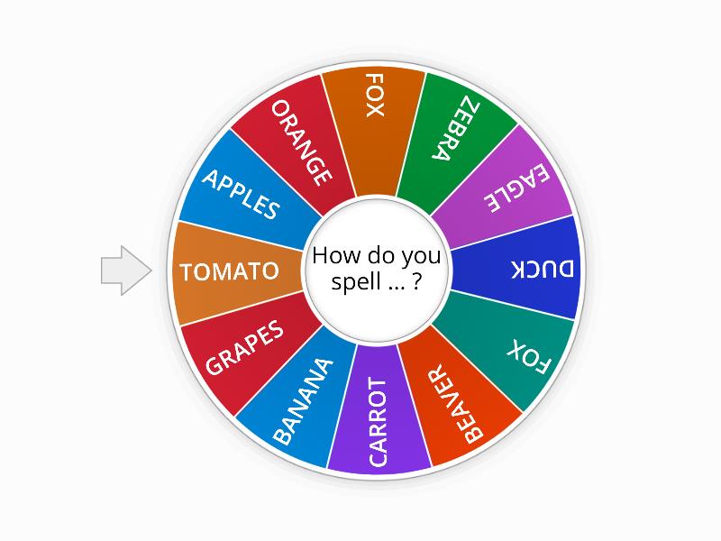 YK2 spelling game - Spin the wheel