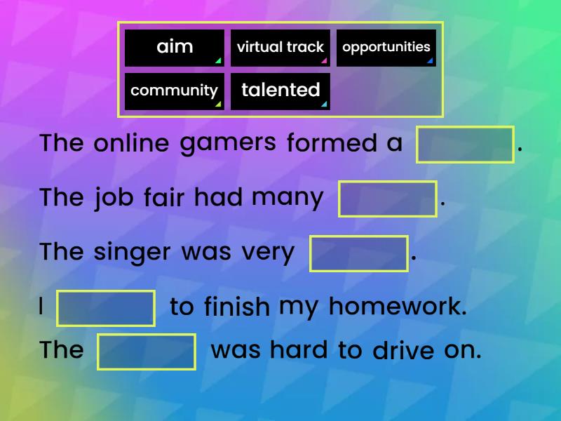 Racing Sims FITB T2 - Complete the sentence