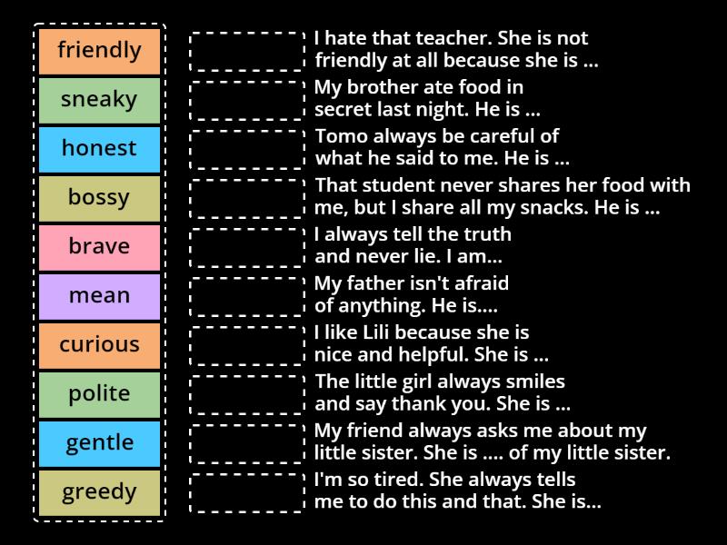 Character Trait - Match up