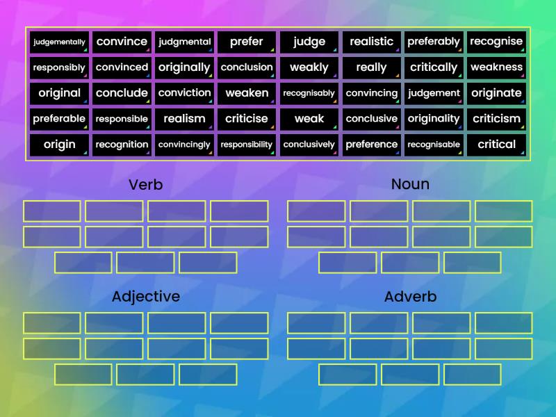 Word building: Suffixes - Group sort