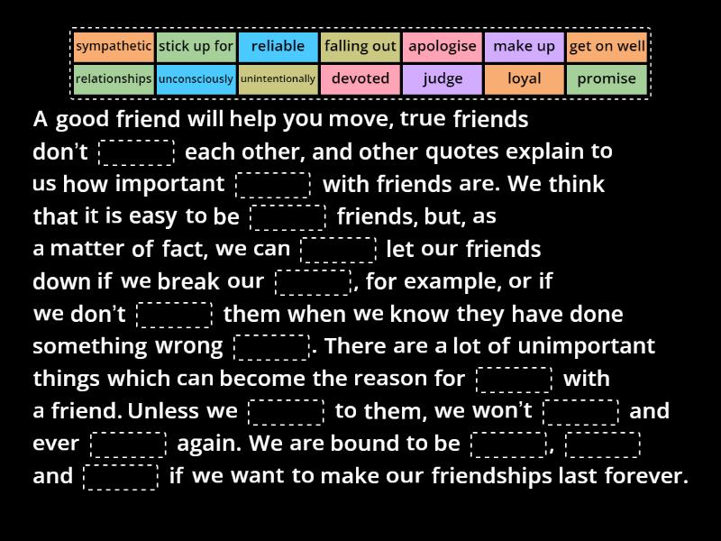friendship 1 - Complete the sentence