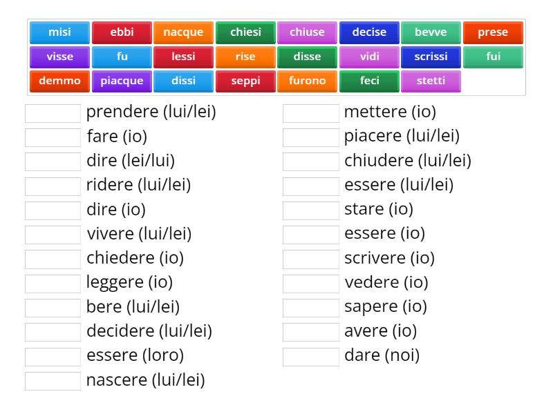 Passato remoto - Match up