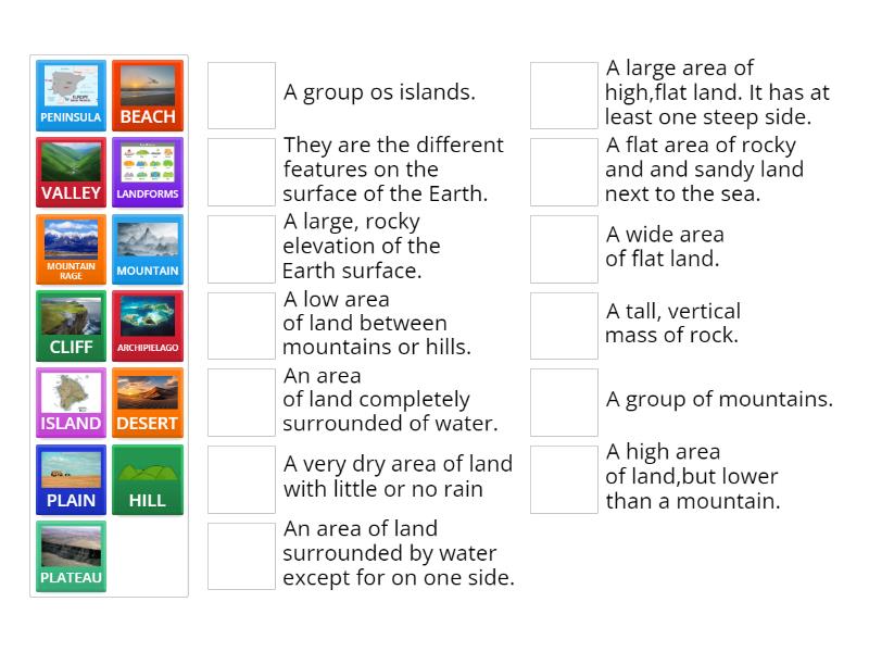 LANDFORMS´ DEFINITIONS - Match up