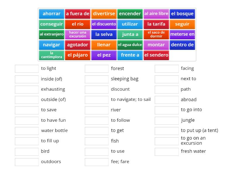 Spanish 3: Unit 1.1 Vocabulary Practice - Match up