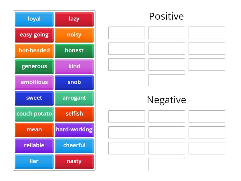 positive and negative. character - Group sort