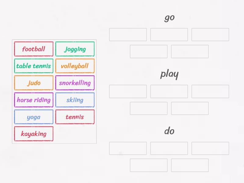 go, play, do sports - Ordenar por grupo