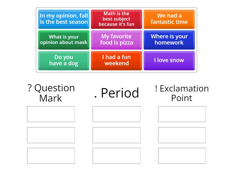 Punctuation Practice - Group sort