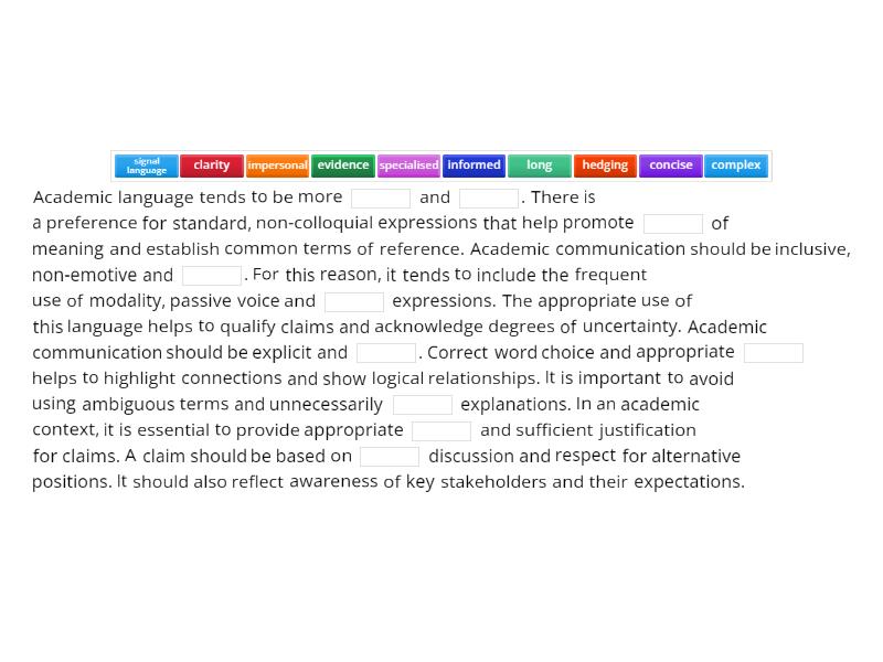 Understanding academic conventions - Complete the sentence