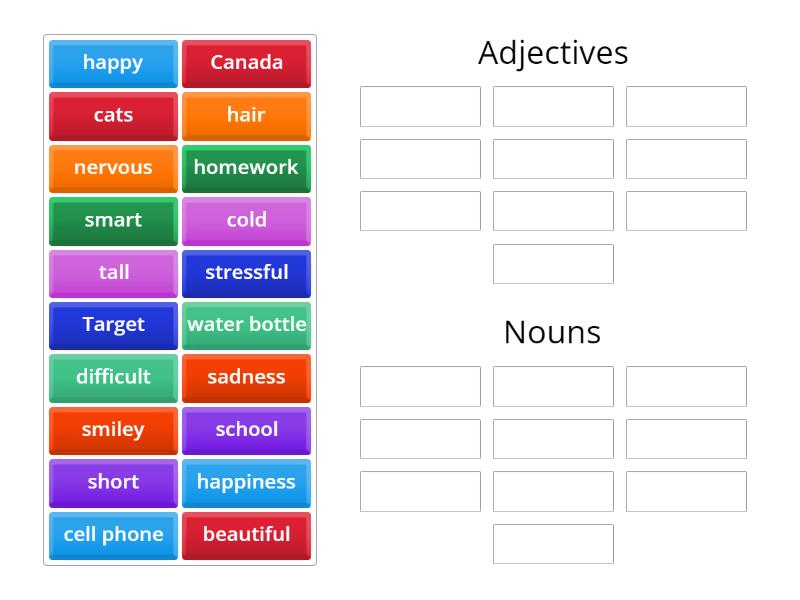 Sorting Adjectives and Nouns - Group sort