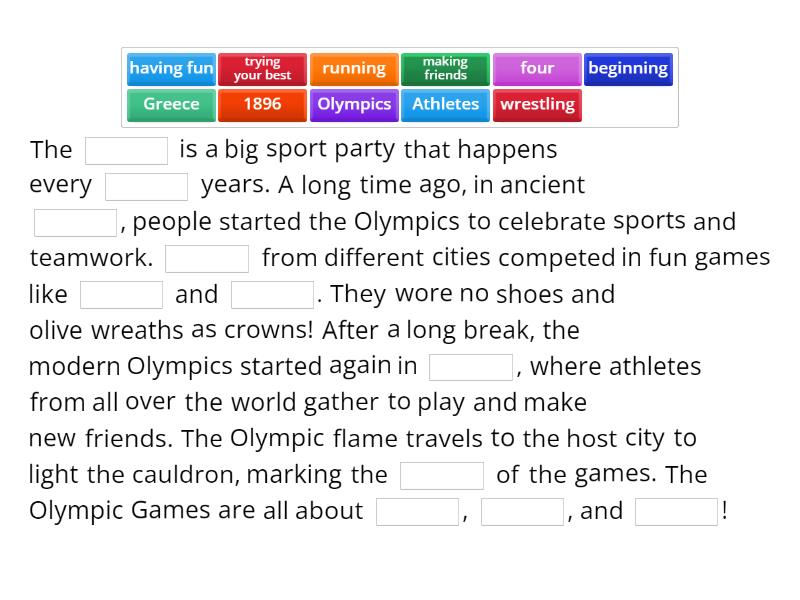 Miss Chloe's Olympics history - Complete the sentence