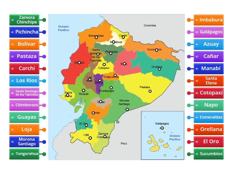 Provincias y Capitales el Ecuador - Labelled diagram