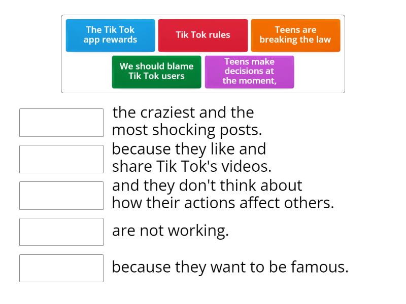 Tik Tok Made Me Do It - Matching - Match up