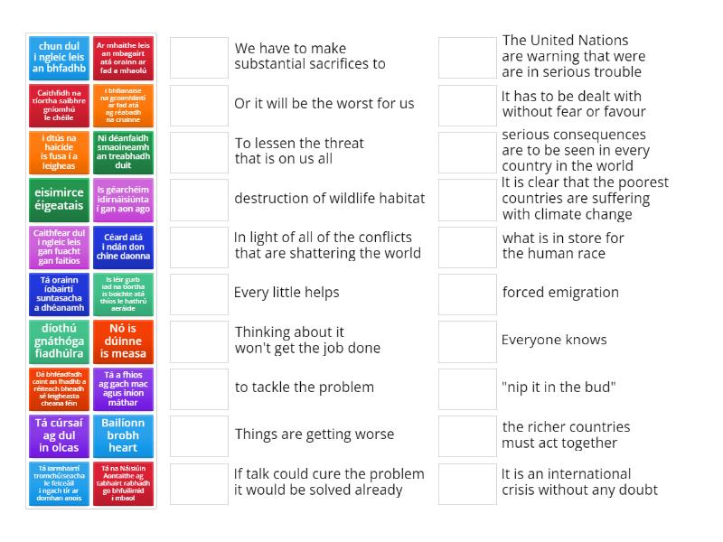 ATAL foclóir agus frásaí Géarchéimeanna - Match up