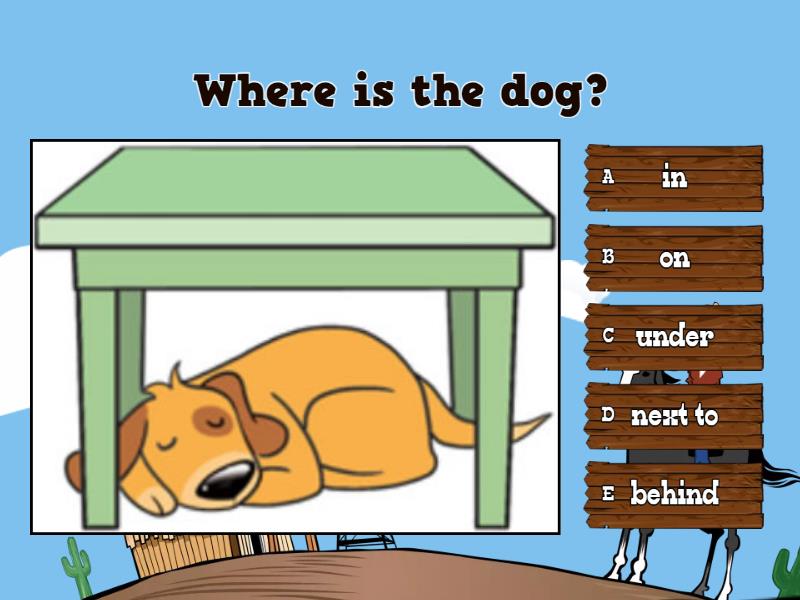 Prepositions - in on under next to over 9.12 - Cuestionario