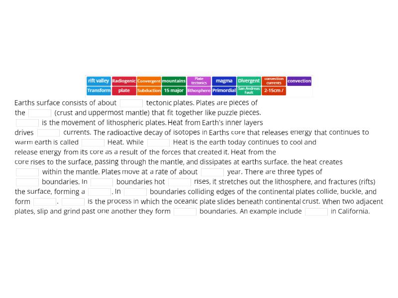 Plate Tectonics - Complete the sentence