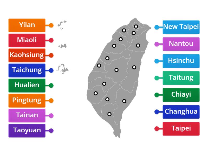 Taiwan Map - Labelled diagram
