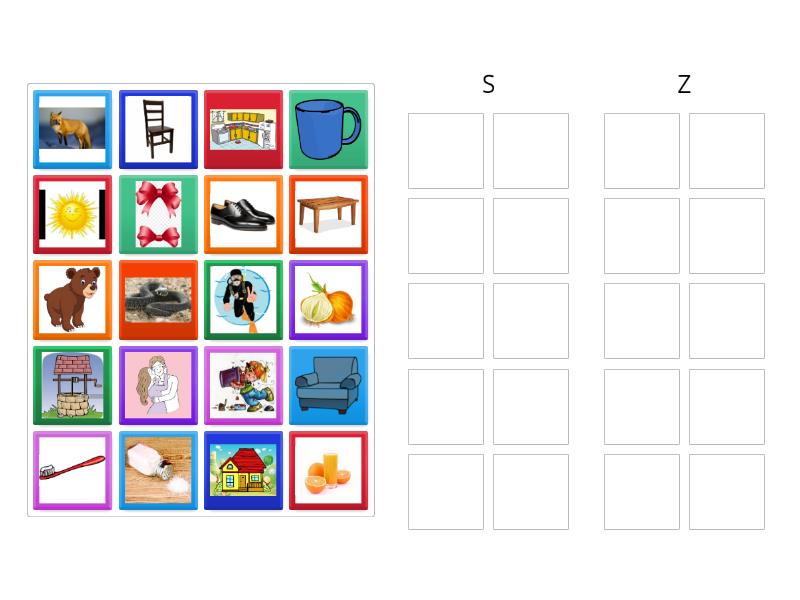 identificar Fonema s y z inicial y medio - Group sort