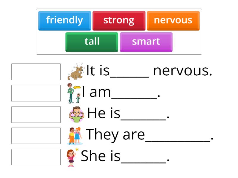 Adjectives and verb to be. - Match up