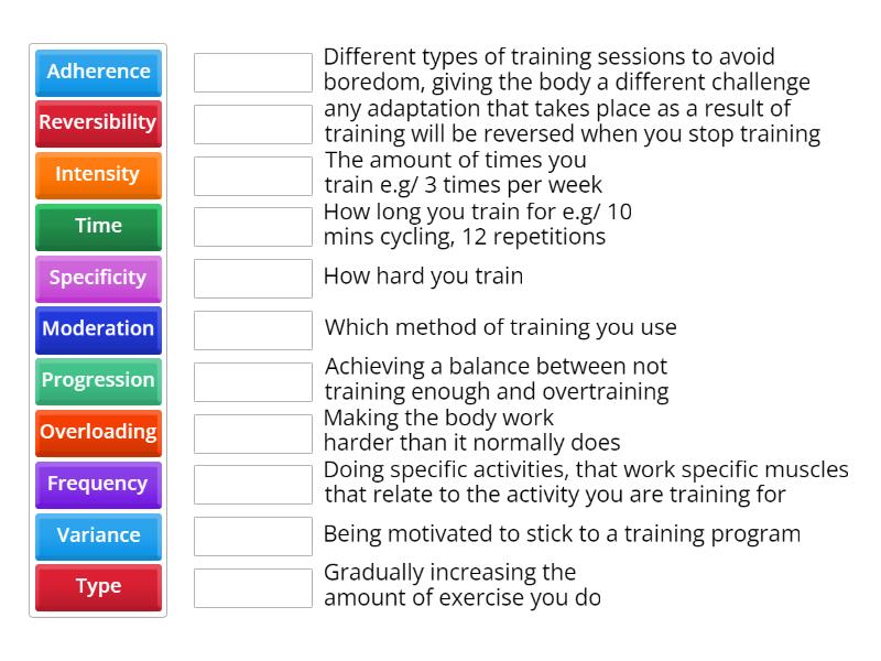 HEALTHY FOOD, SPORT. Principles of Training - Match up
