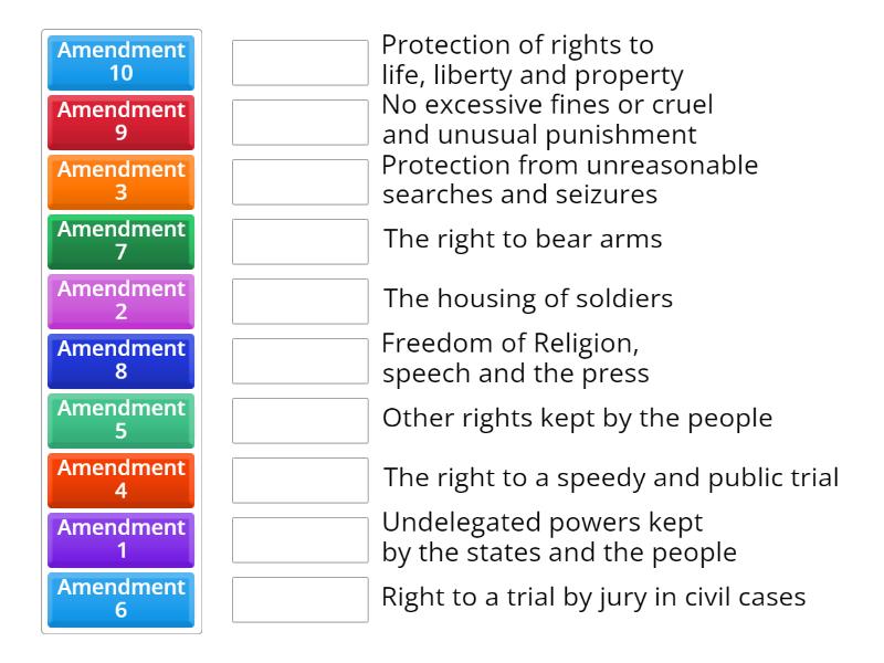 Bill of Rights - Match up
