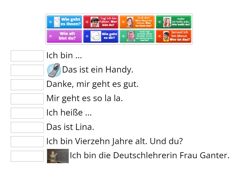 DEE A1.1 L1: Hallo! Wie geht's? - Match up